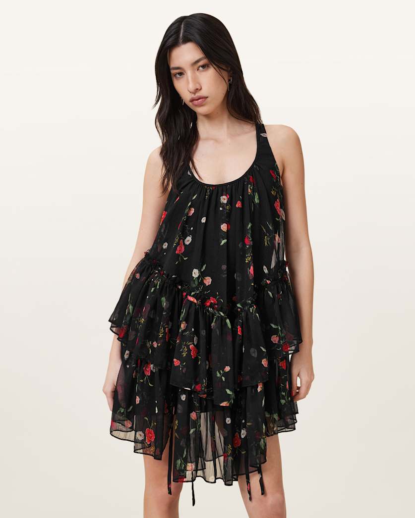 Rach Floral Print Mini Dress BRIAR BLACK | ALLSAINTS